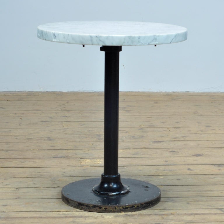 Bistro Table with White Marble Top and Heavy Iron Base, France, 1950s ...