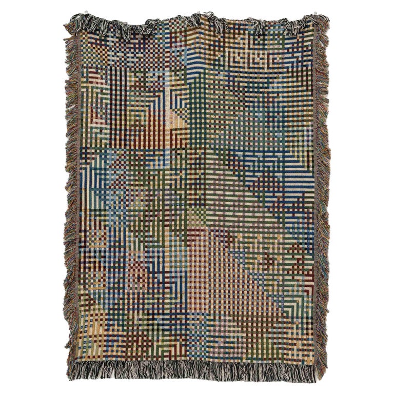 Bit Map Throw Blanket 03, 100% Cotton Digital Woven Contemporary Pixel ...