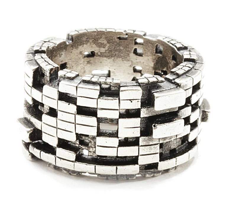 Bitcoin Blockchain Silver Ring For Sale at 1stDibs
