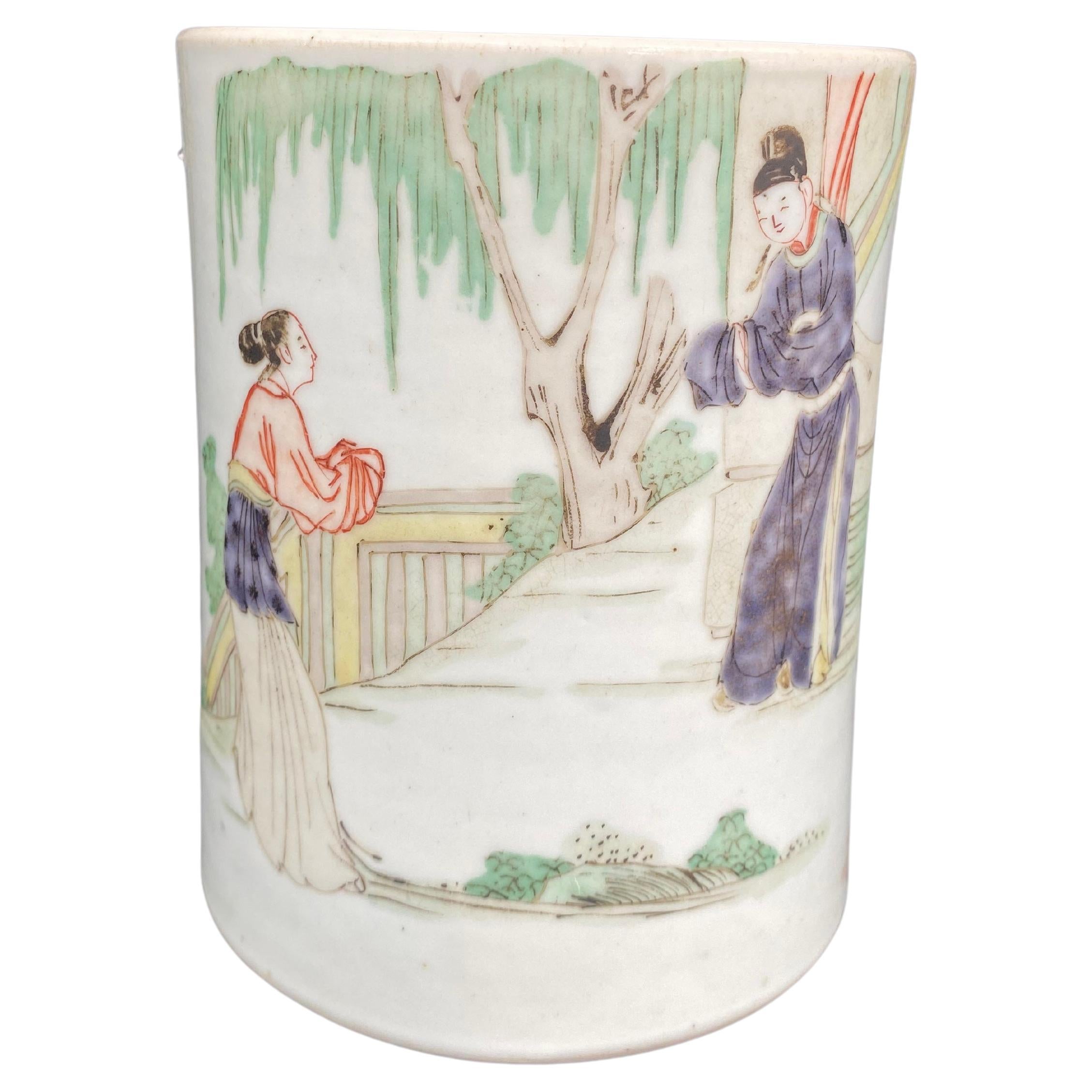 "bitong" Brush Pot - Porcelain - Famille Verte - Kangxi - China - XVIII ...
