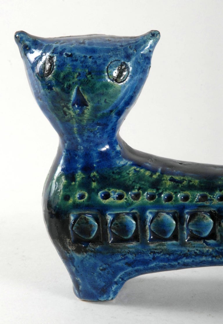 Bitossi Aldo Londi Italy Rimini Blue Cat, circa 1965 at 1stDibs