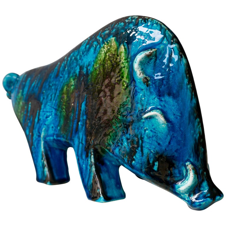 Bitossi Aldo Londi Rimini Blue Wild Boar, Italy at 1stDibs