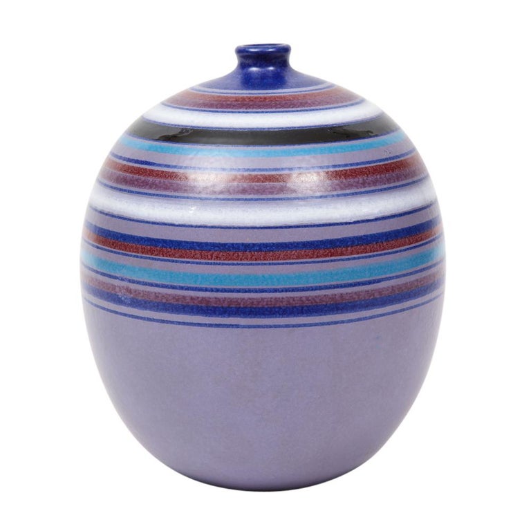 Bitossi Ball Vase, Stripes, Purple, Blue, White, Red, Signed For Sale ...
