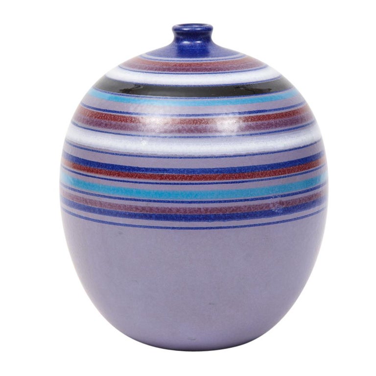 Bitossi Ball Vase, Stripes, Purple, Blue, White, Red, Signed For Sale ...