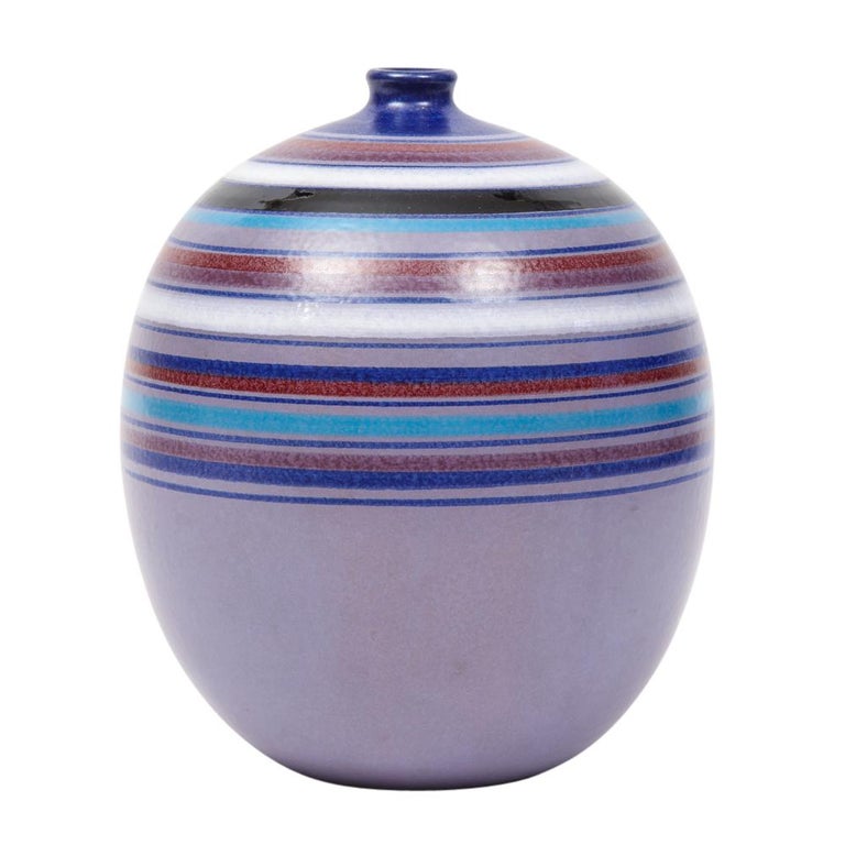 Bitossi Ball Vase, Stripes, Purple, Blue, White, Red, Signed For Sale ...