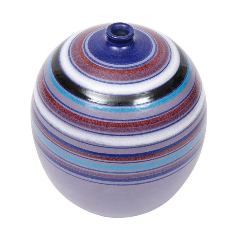 Bitossi Ball Vase, Stripes, Purple, Blue, White, Red, Signed For Sale ...