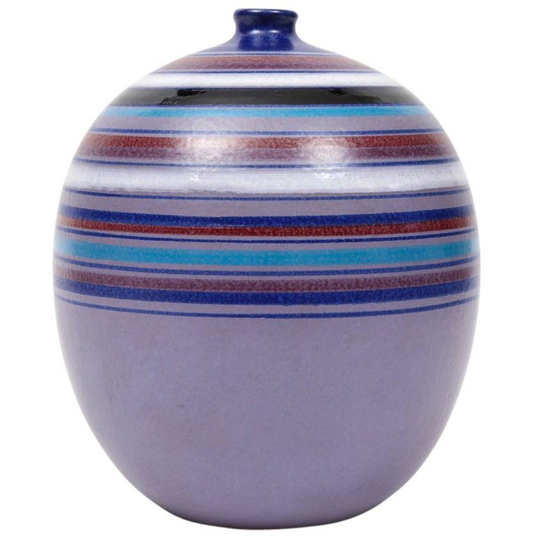 Bitossi Ball Vase, Stripes, Purple, Blue, White, Red, Signed For Sale ...