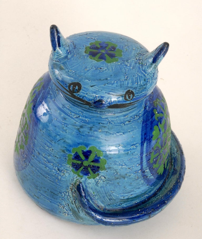 Bitossi Blue Cat Money Box, Acid Resist Deco to Sides Londi Italy ...