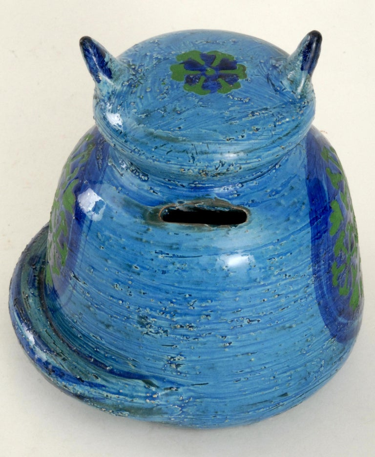 Bitossi Blue Cat Money Box, Acid Resist Deco to Sides Londi Italy ...