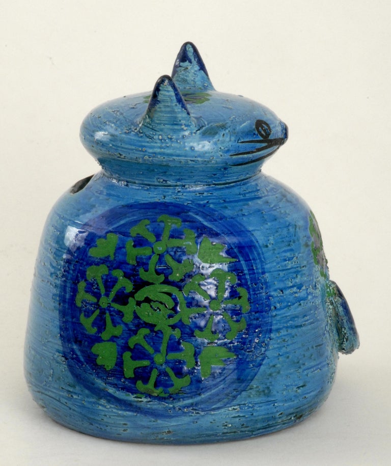 Bitossi Blue Cat Money Box, Acid Resist Deco to Sides Londi Italy ...