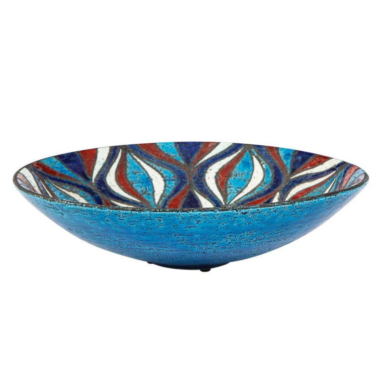 Bitossi for Rosenthal Netter Bowl, Ceramic, Blue Red, White, Onion ...