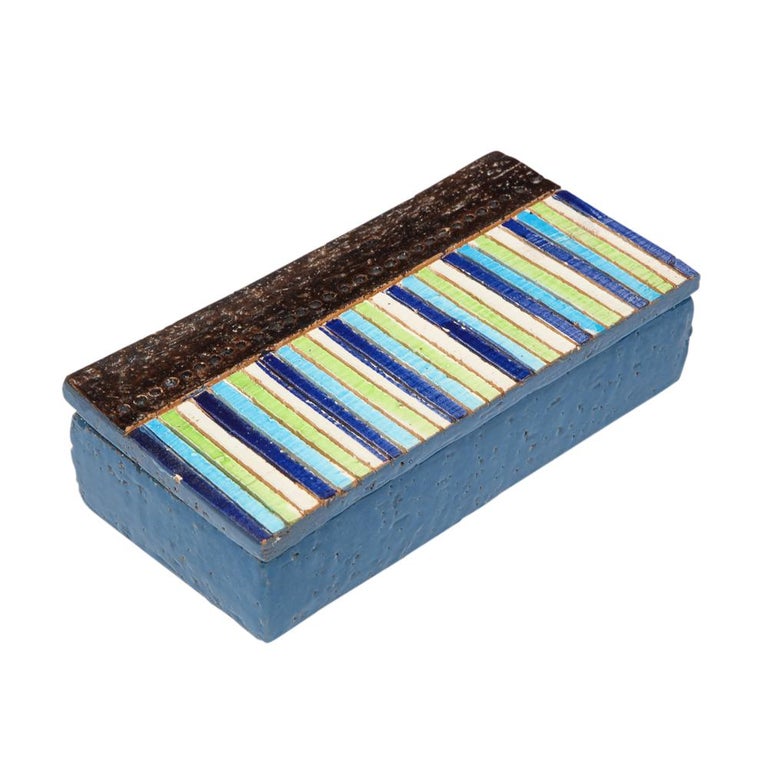 Bitossi Box, Ceramic, Blue, Green, White Stripes, Signed For Sale at ...