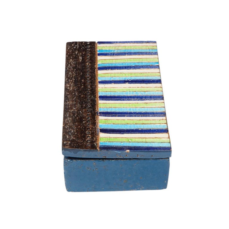 Bitossi Box, Ceramic, Blue, Green, White Stripes, Signed For Sale at ...