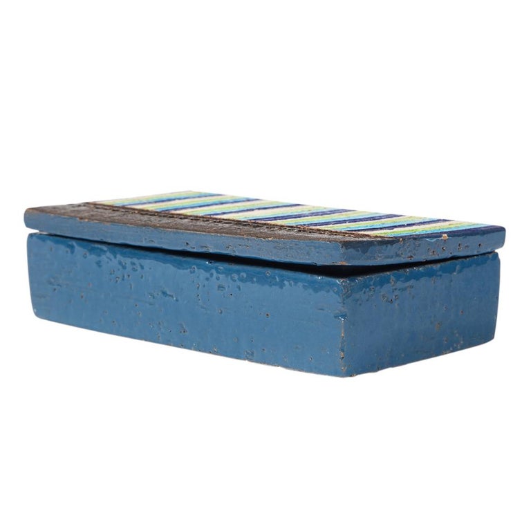 Bitossi Box, Ceramic, Blue, Green, White Stripes, Signed For Sale at ...