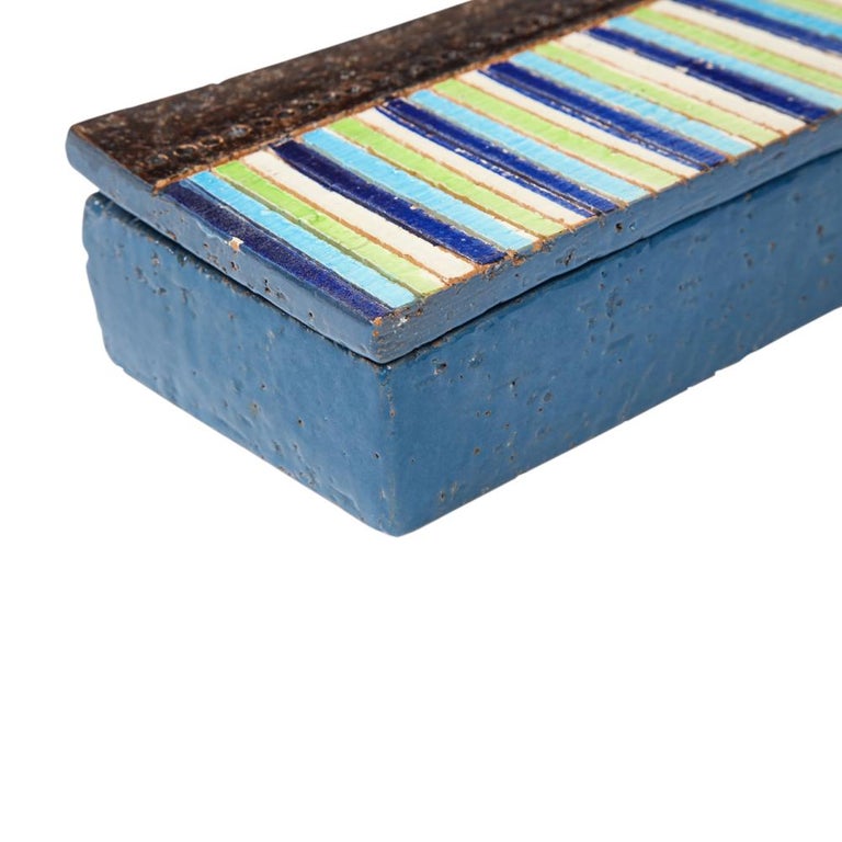 Bitossi Box, Ceramic, Blue, Green, White Stripes, Signed For Sale at ...