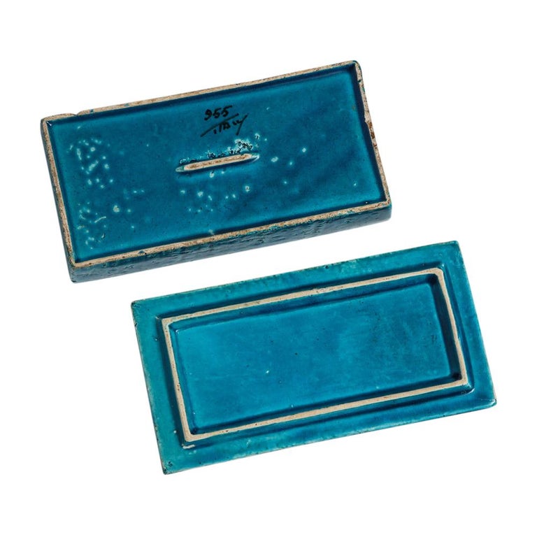 Bitossi Box Ceramic Blue Signed at 1stDibs