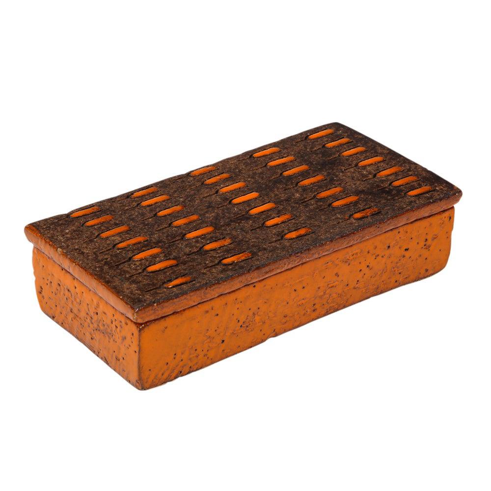 Bitossi Box, Ceramic, Orange and Matte Brown, Signed For Sale at 1stDibs