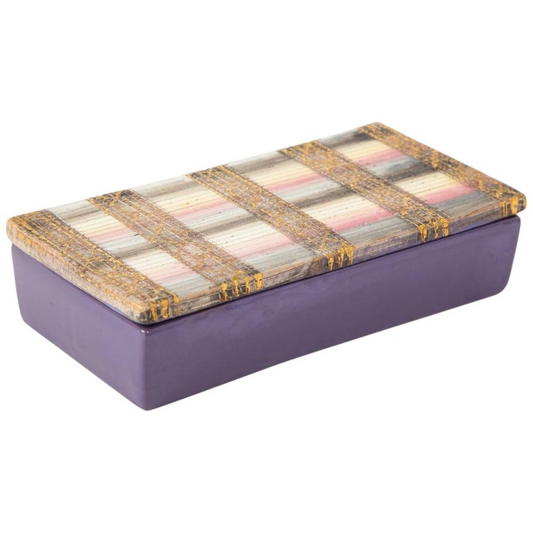 Bitossi Box, Ceramic, Seta, Gold, Pink, Stripes, Purple, Incised ...