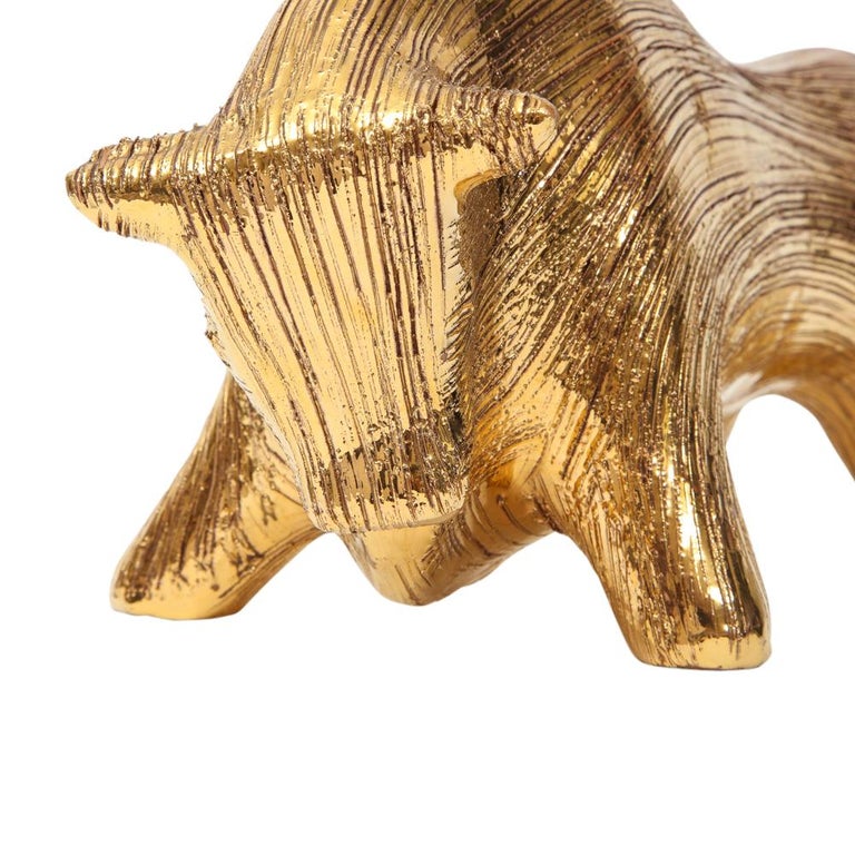 Bitossi Bull, Ceramic, Brushed Gold For Sale at 1stDibs