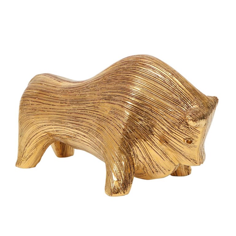 Bitossi Bull, Ceramic, Brushed Gold For Sale at 1stDibs