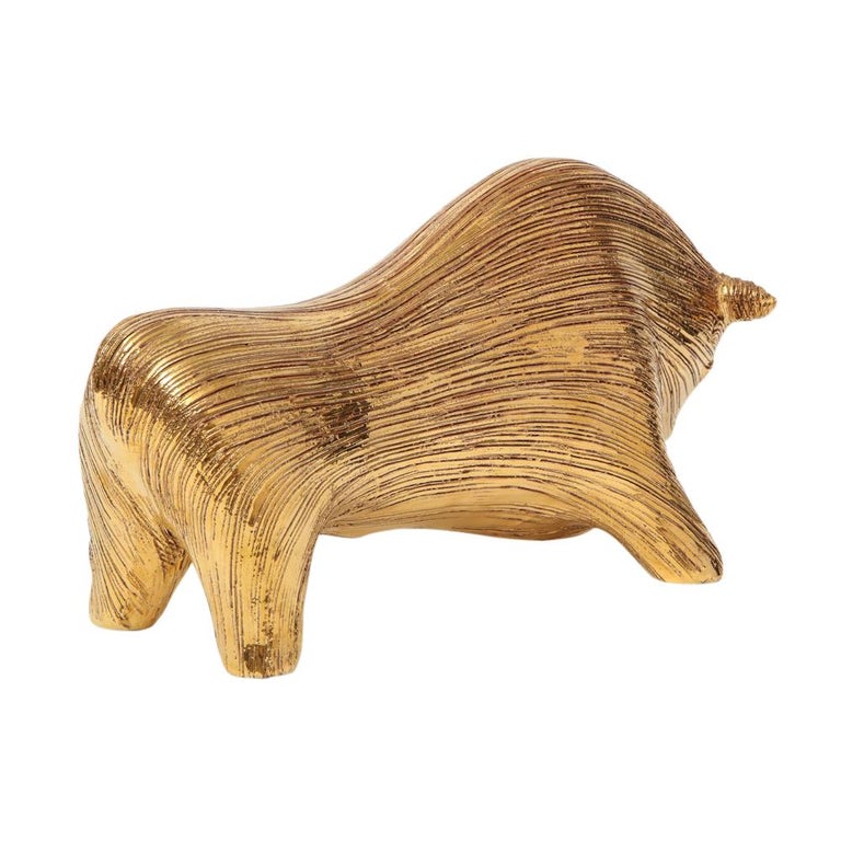 Bitossi Bull, Ceramic, Brushed Gold For Sale at 1stDibs