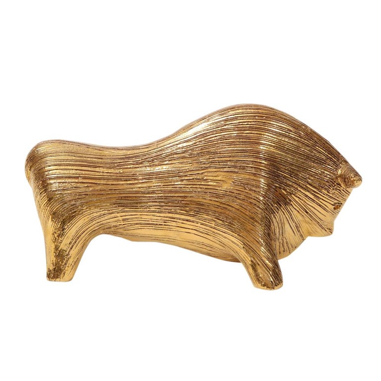 Bitossi Bull, Ceramic, Brushed Gold For Sale at 1stDibs