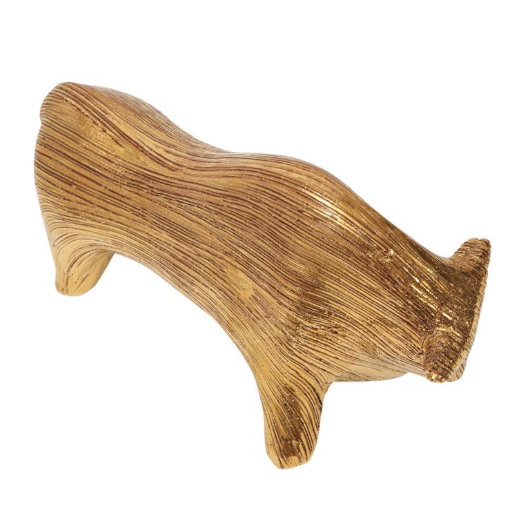 Bitossi Bull, Ceramic, Brushed Gold For Sale at 1stDibs