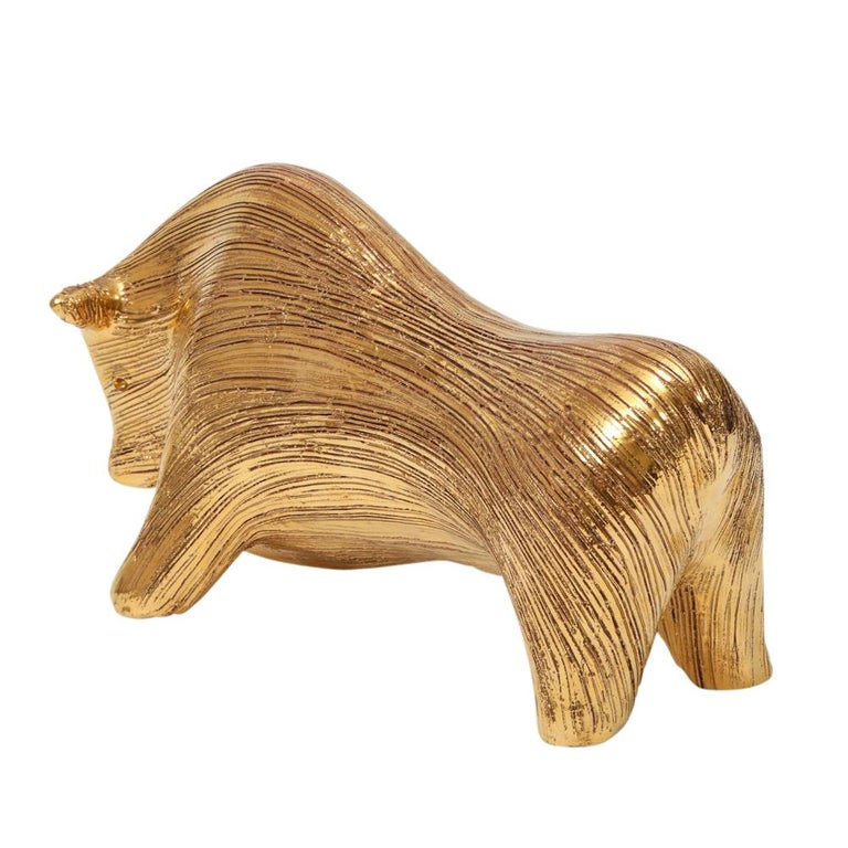 Bitossi Bull, Ceramic, Brushed Gold For Sale at 1stDibs