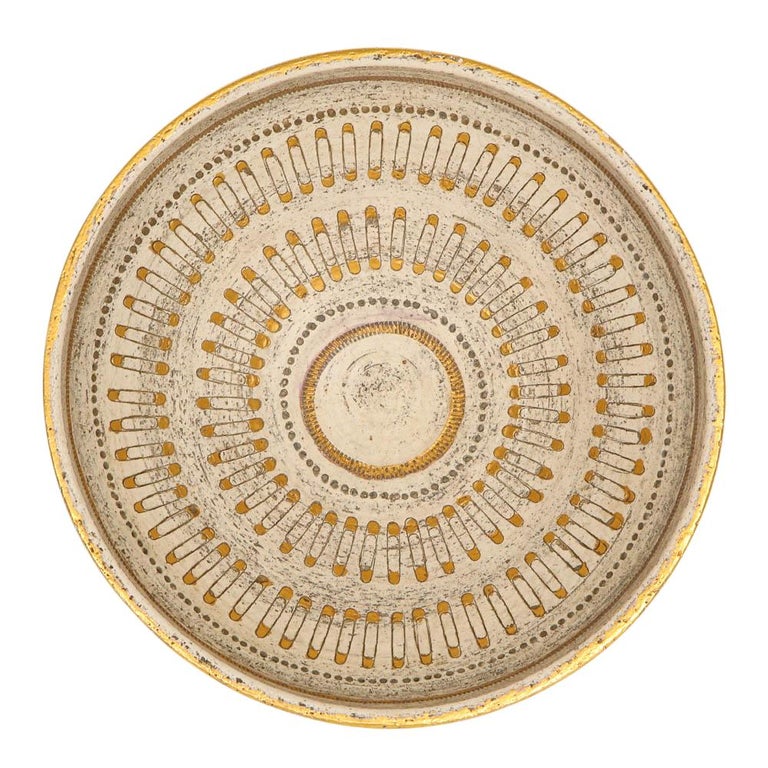 Aldo Londi Bitossi Safety Pin Bowl, Ceramic, Tan and Gold, Signed at ...