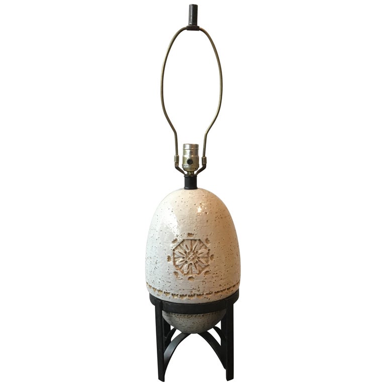 Bitossi Ceramic Lamp on Iron Base For Sale at 1stDibs