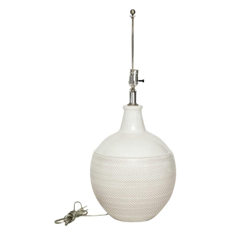 Bitossi Lamp, White Textured Honeycombed Ceramic, Signed at 1stDibs