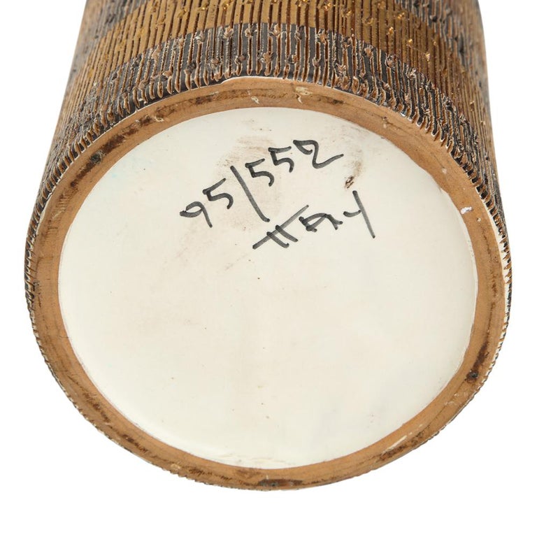 Aldo Londi Bitossi Seta Vase, Gold Stripes, Signed For Sale at 1stdibs