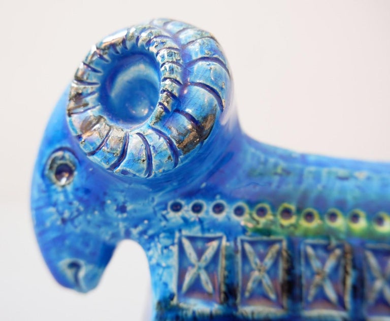 Bitossi Ceramic Rimini Blu Ram Figurine by Aldo Londi For Sale at 1stDibs