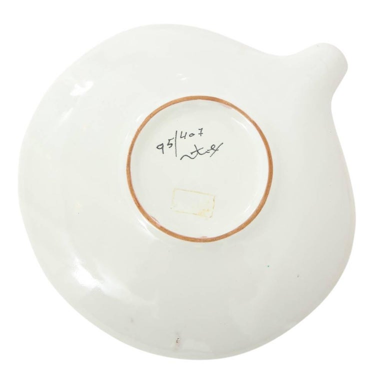 Bitossi Ceramic Tray Dish Gold Piume Feather Signed Italy, 1960s at 1stDibs