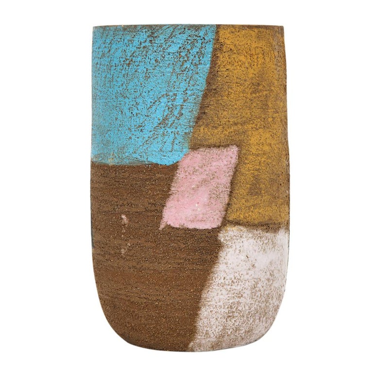 Bitossi Ceramic Vase Patchwork Pink Blue Black Signed Italy, 1960s at ...