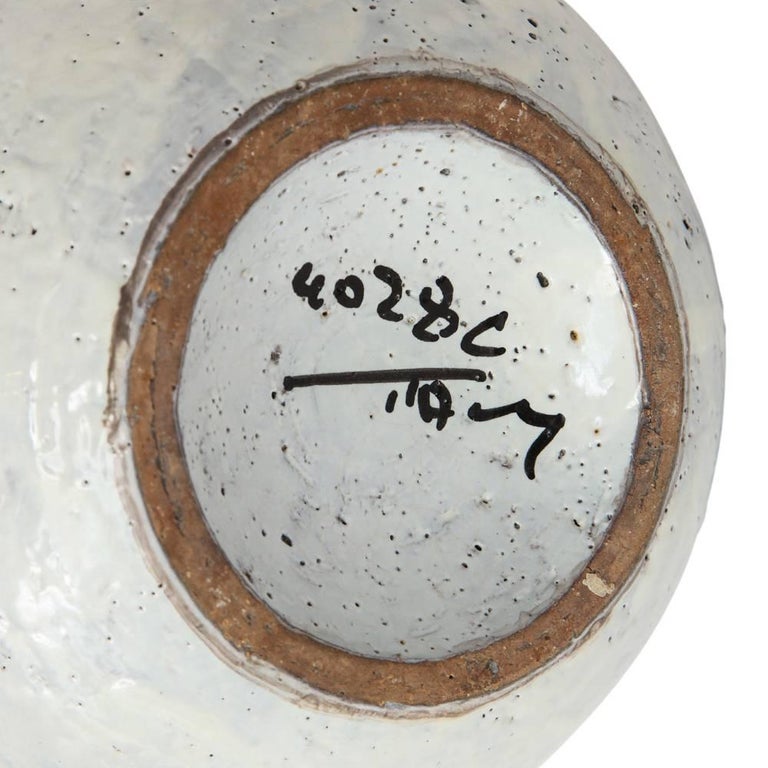 Bitossi White Ceramic Vase White Brown Pottery Signed at 1stDibs