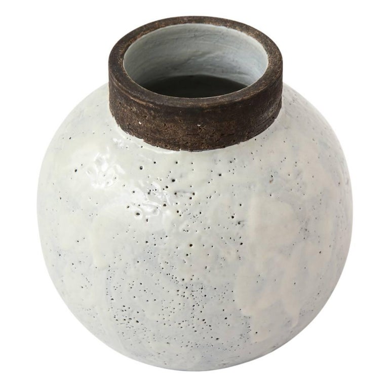 Bitossi White Ceramic Vase White Brown Pottery Signed at 1stDibs