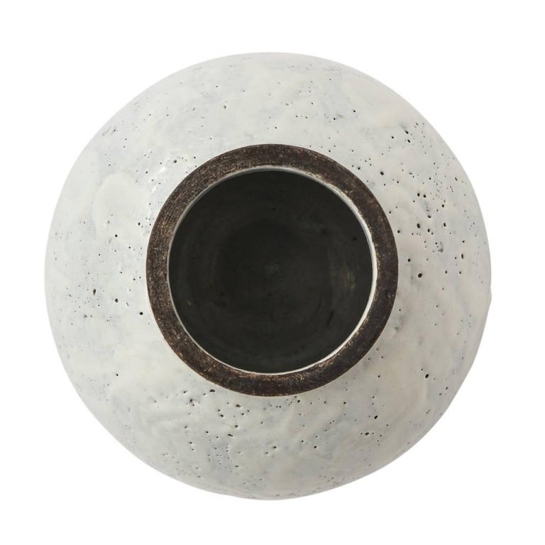 Bitossi White Ceramic Vase White Brown Pottery Signed at 1stDibs