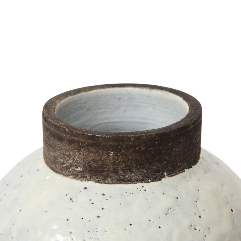 Bitossi White Ceramic Vase White Brown Pottery Signed at 1stDibs