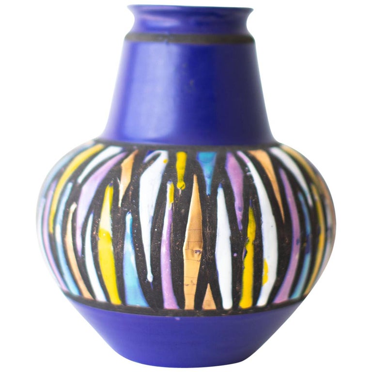 Bitossi Colorful Striped Vase at 1stDibs