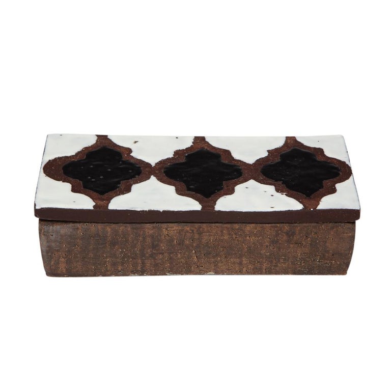 Bitossi for Raymor Box, Ceramic, White, Black, and Brown, Signed For ...