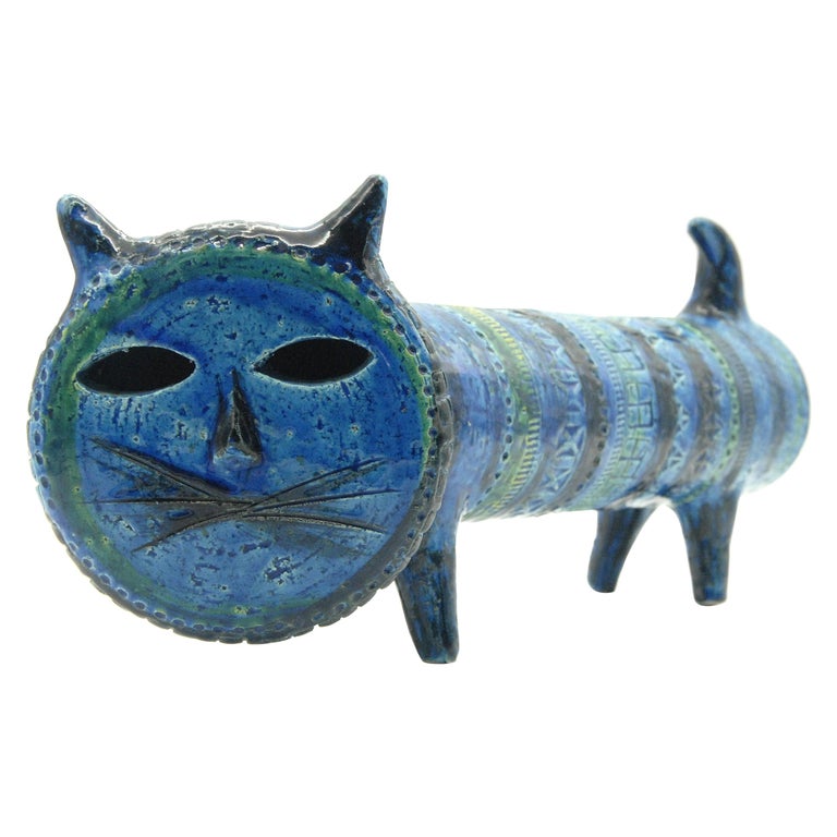 Bitossi 'Gatto' Cylinder Cat Rimini Blue Aldo Londi Italy, circa 1968 ...