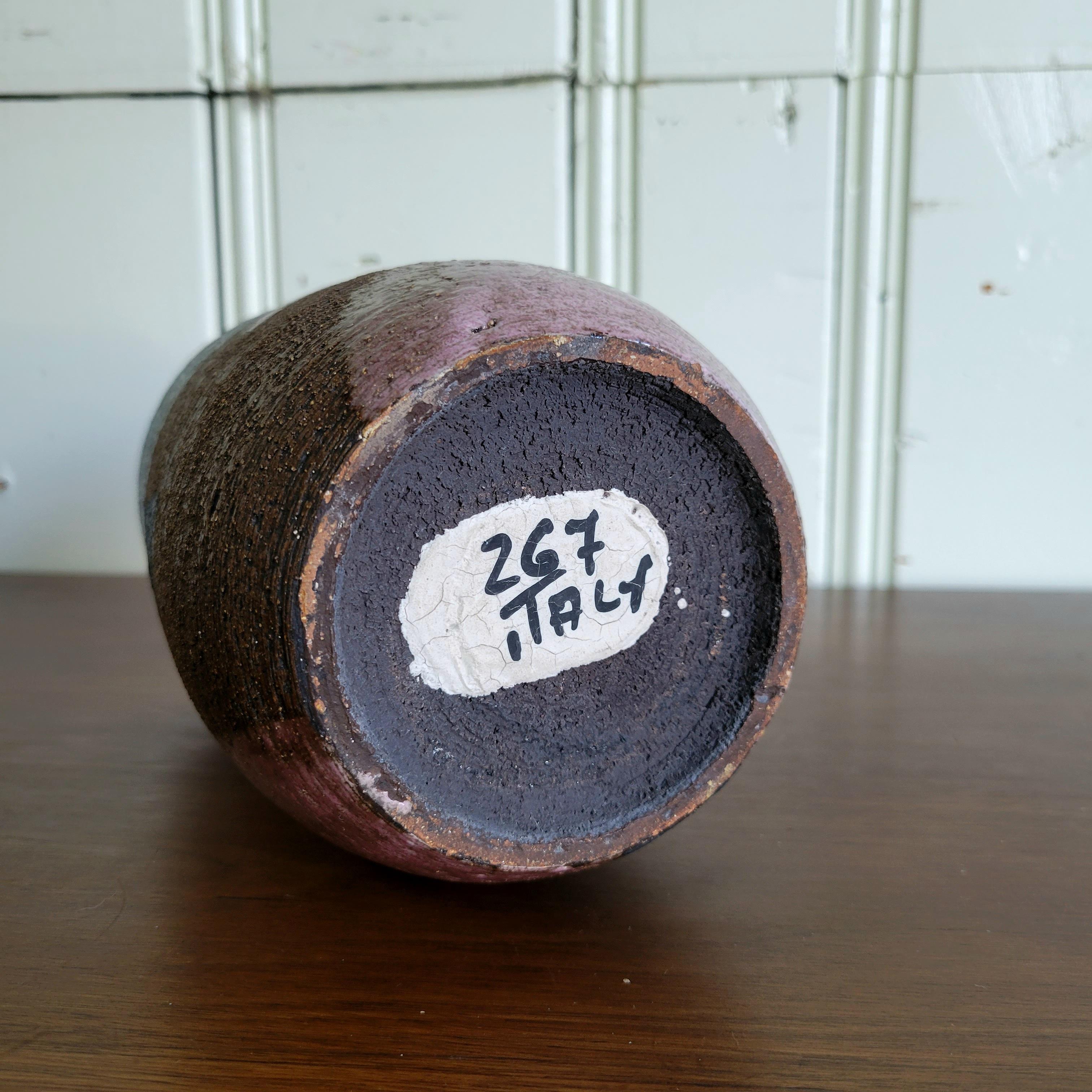 Bitossi Italian Ceramic Vase Patchwork Pink Blue For Sale at 1stDibs