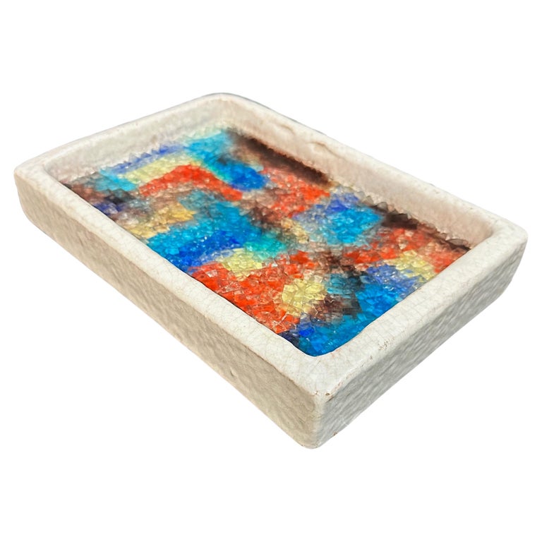 Bitossi Italy for Raymor Ceramic and Glass Mosaic Ashtray, Catchall Mid ...