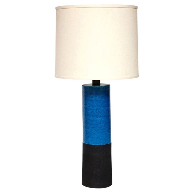Bitossi Lamp, Ceramic, Blue and Matte Black at 1stDibs