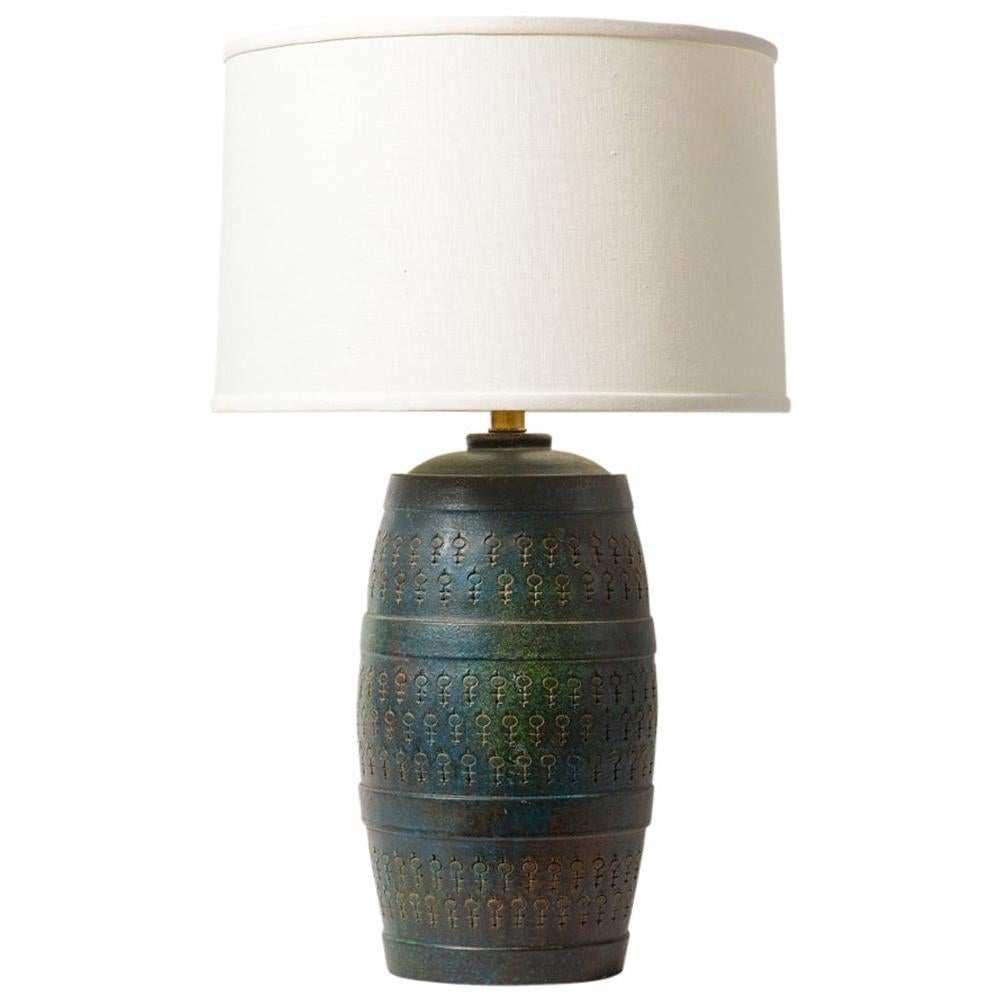 Bitossi Lamp, Ceramic, Blue and Matte Black at 1stDibs