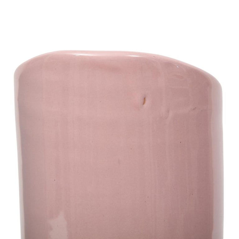 Bitossi Vases, Ceramic, Pink, Blue, Ribbed, Signed For Sale at 1stDibs