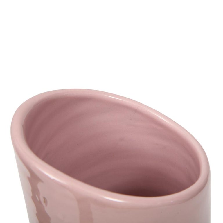 Bitossi Vases, Ceramic, Pink, Blue, Ribbed, Signed For Sale at 1stDibs
