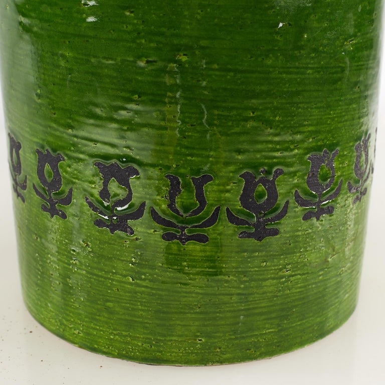 Bitossi Mid-Century Green Pottery Lamps, Pair For Sale at 1stDibs