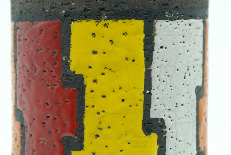 Bitossi Mondrian Series Cylinder Vase Italy Aldo Londi at 1stDibs